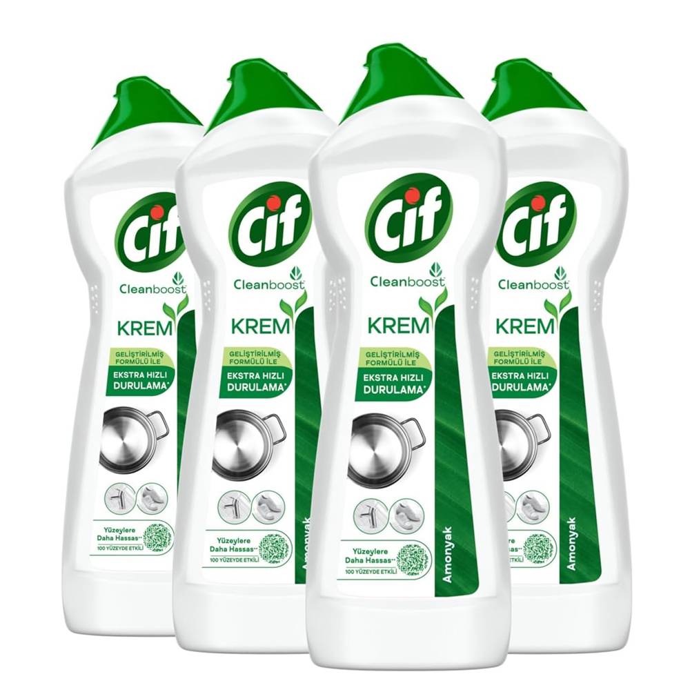 Cif Krem Yeni Nesil Yüzey Temizleyici Amonyak 750 ml x 4 Adet ...